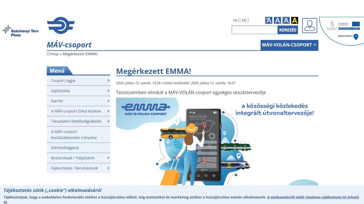 Emma: bemutatkozik a MÁV új utazástervezője - Világgazdaság
